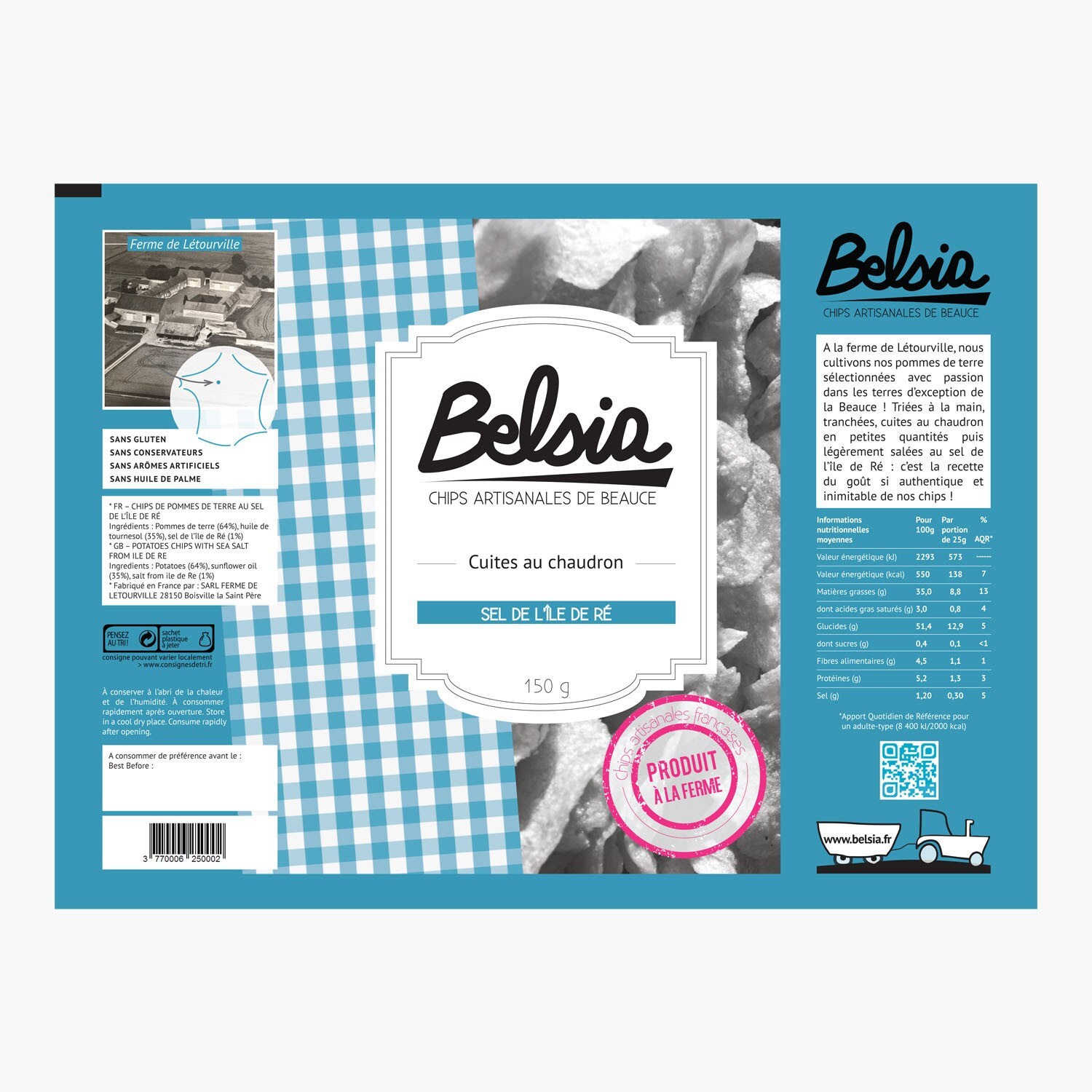 Chips artisanales de Beauce, cuites au chaudron - Belsia