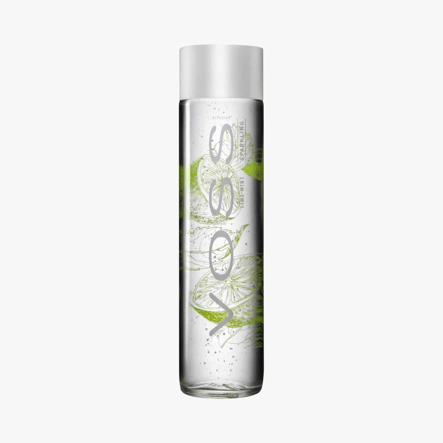 Eau minérale gazeuse aromatisée citron vert & menthe - Voss