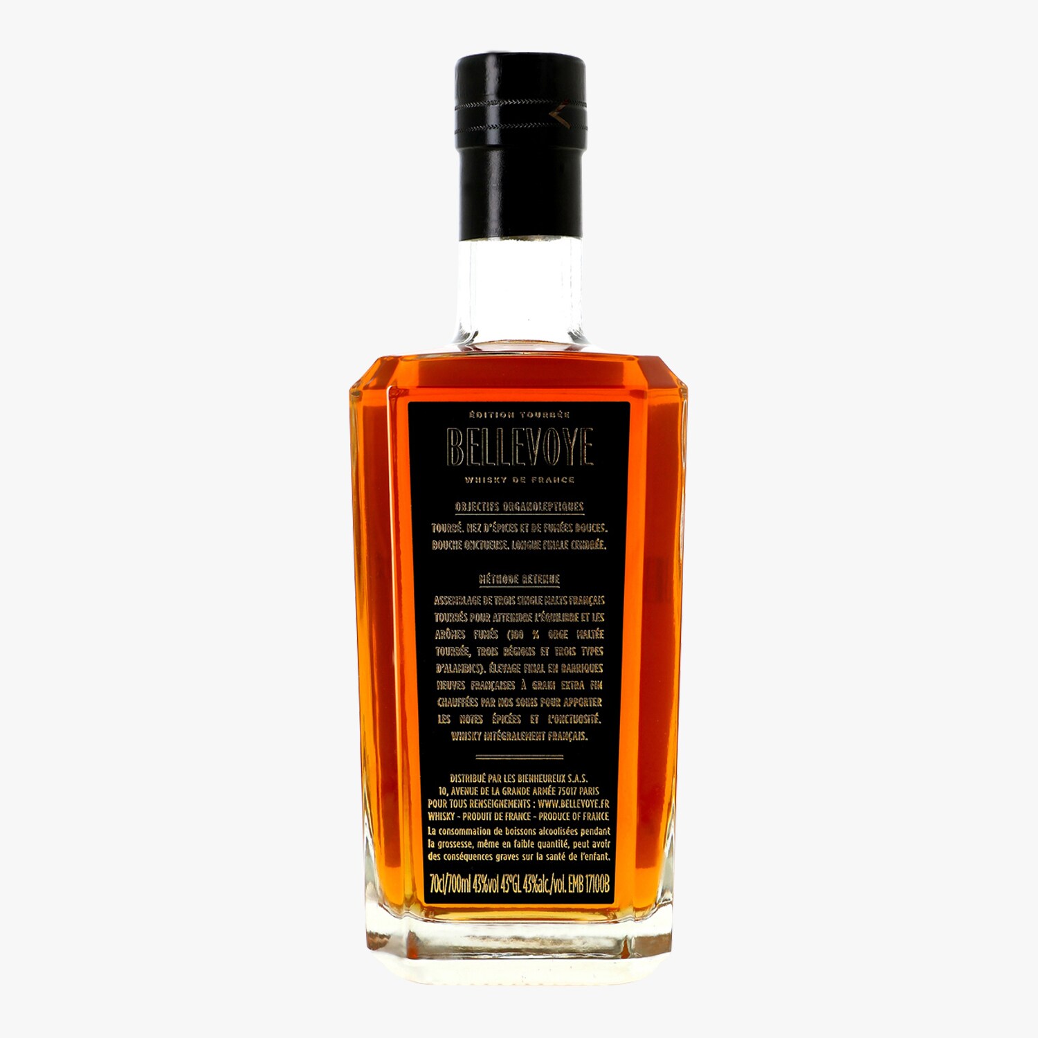 Whisky Bellevoye, noir, triple malt, édition tourbée - Bellevoye Whisky
